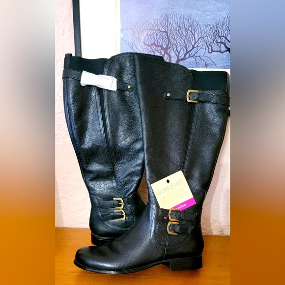 Naturalizer | Shoes | New Naturalizer Joan Wide Calf Boot Black Leather ...